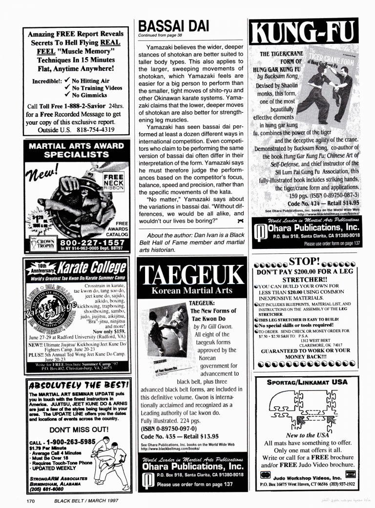 Black Belt Magazine featuring Yamazaki Sensei (March 1997) – Yamakai ...